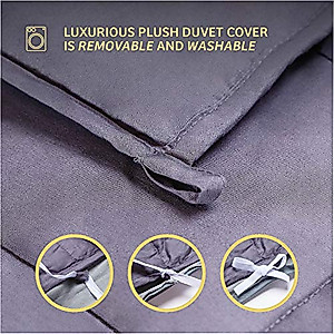 Becuddled Adult Weighted Blanket, Queen Size 60”x80” 20 lbs - Heavy Cooling Blanket for Better Sleep - Luxury Removable Duvet Cover Included - 100% Cotton with Premium Glass Beads, (Grey/Navy)