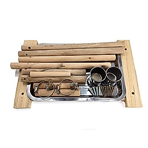 MINORPET Pet Bird Playpen, Wood Parrot Playstand Bird Playground Perch Gym Ladder with Toys Exercise Play, 2 Feeder Cups, Easy Assemble