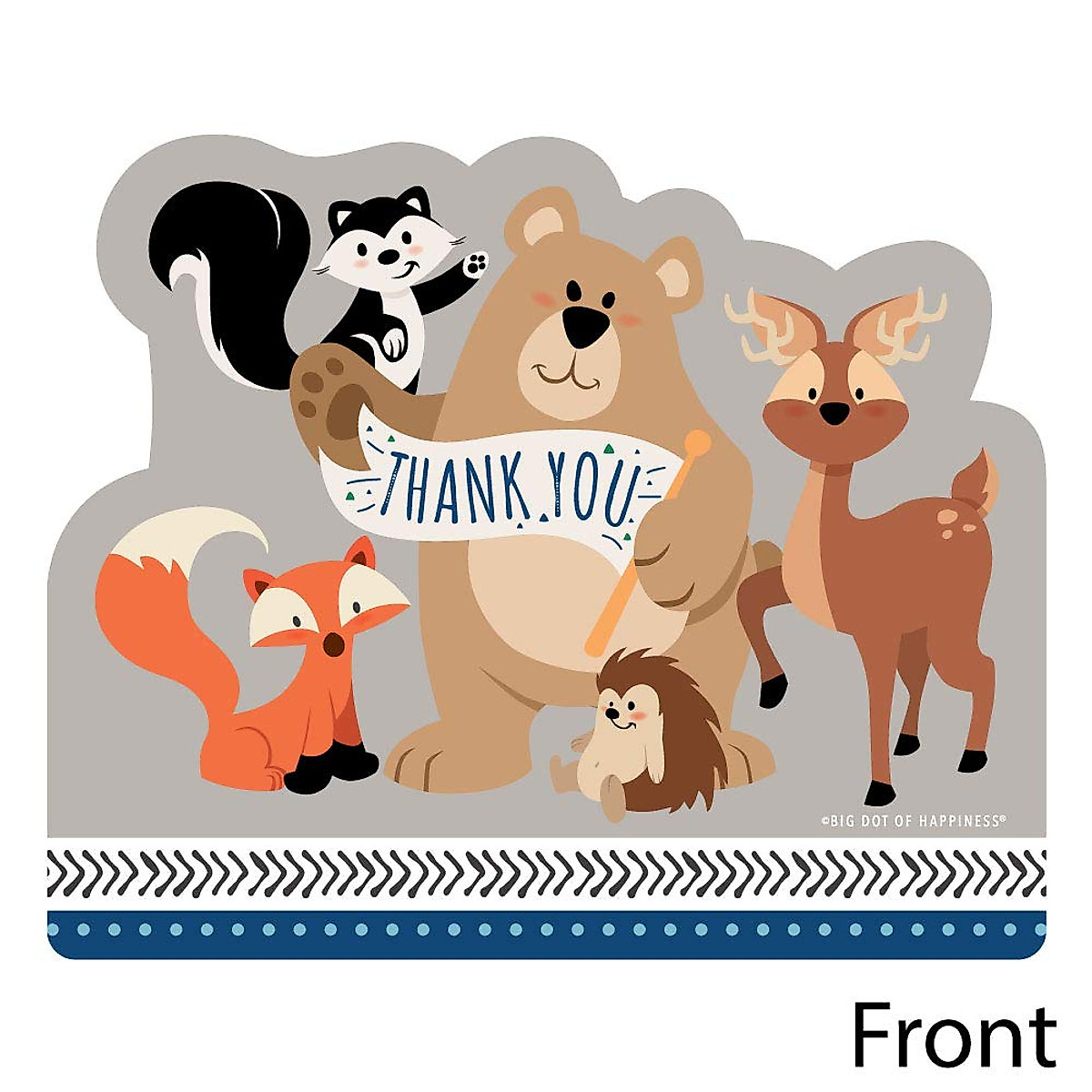 Stay Wild - Forest Animals - Shaped Thank You Cards - Woodland Baby Shower or Birthday Party Thank You Note Cards with Envelopes - Set of 12