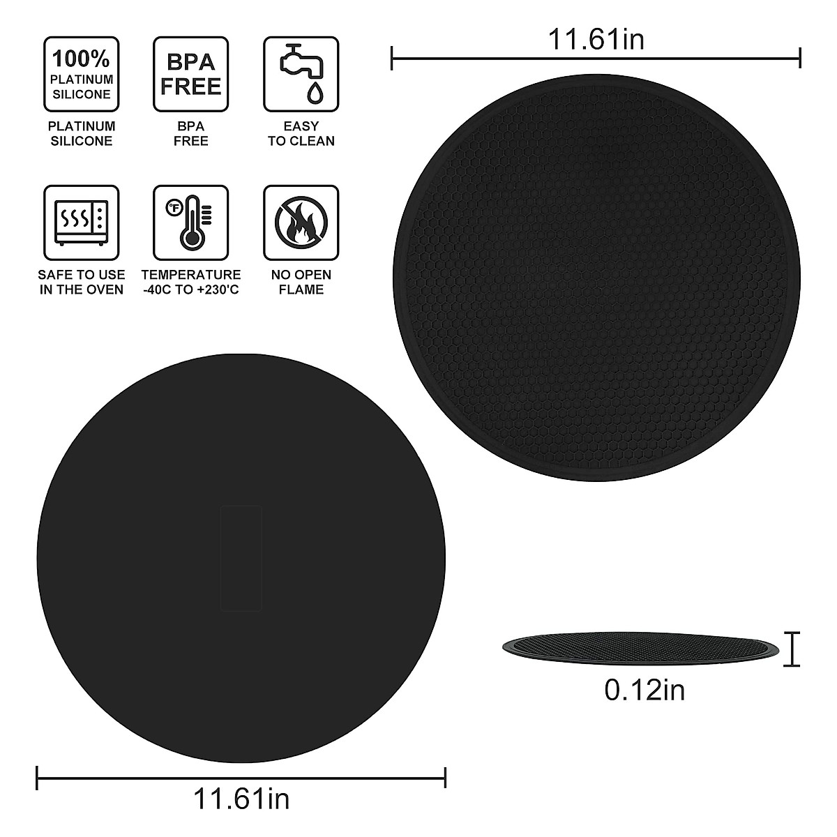 Viwehots Silicone Trivet Mat -Pot Holders-Large Round Trivets for Hot Dishes-Pots & Pans, Dia11.81 Microwave Use Plate Cover Mat, Multifunction Counter Silicone Mats, Durable Kitchen Drying Mat Blue