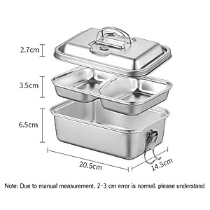 Stainless Steel Bento Lunch Box Salad Sandwich Pasta Bento Containers 2 Tier Leak Proof with Clip Locks Perfect for Freezer-Safe/Leakproof Meal Prep/Snack Container for Adults