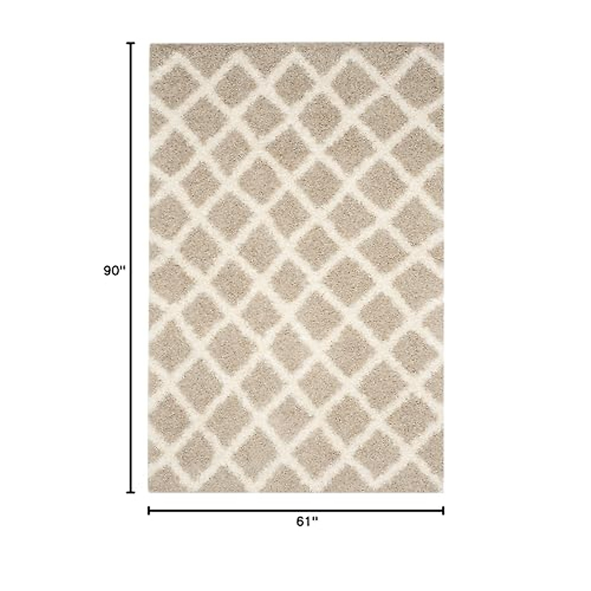 SAFAVIEH Dallas Shag Collection Area Rug - 5'1" x 7'6", Beige & Ivory, Trellis Design, Non-Shedding & Easy Care, 1.5-inch Thick Ideal for High Traffic Areas in Living Room, Bedroom (SGD258D)