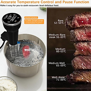 Sous Vide Machine Wi-Fi, Immersion Circulator Precise Cooker, Sous Vide Kit with 30 Vacuum Seal Bags, Vacuum Pump, Cookbook, Accurate Temperature & Timer, 1000W, IPX7 Waterproof, Cattleman Cuisine