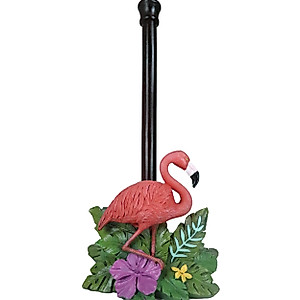 Ebros Gift Tropical Birds of Paradise Graceful Pink Flamingo Kitchen Dining Paper Towel Holder Dispenser 15" High Home Accent Western Decorative Figurine Dinner Table or Bar or Countertop Centerpiece