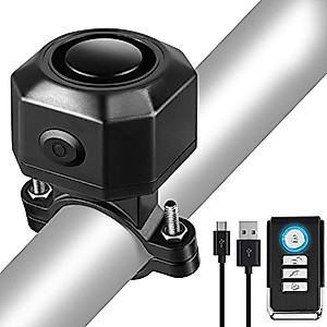 Rupse Rechargeable Bike Alarm with Remote, Motorcycle Alarm System with Motion Sensor, Waterproof 110dB Loud Anti-Theft Alarm Wireless Alarm System Outdoor for Motorcycle Bike E-Bike Scooter Vehicle