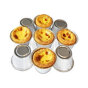 Aluminum Foil Baking Cups, Mateebake 4 Oz Disposable Ramekin Aluminum Cupcake liners, Silver Foil Baking Cups Muffin Liners for Cupcake, Baking, Egg Tart, Pudding, Creme Brulee (150 Pcs)