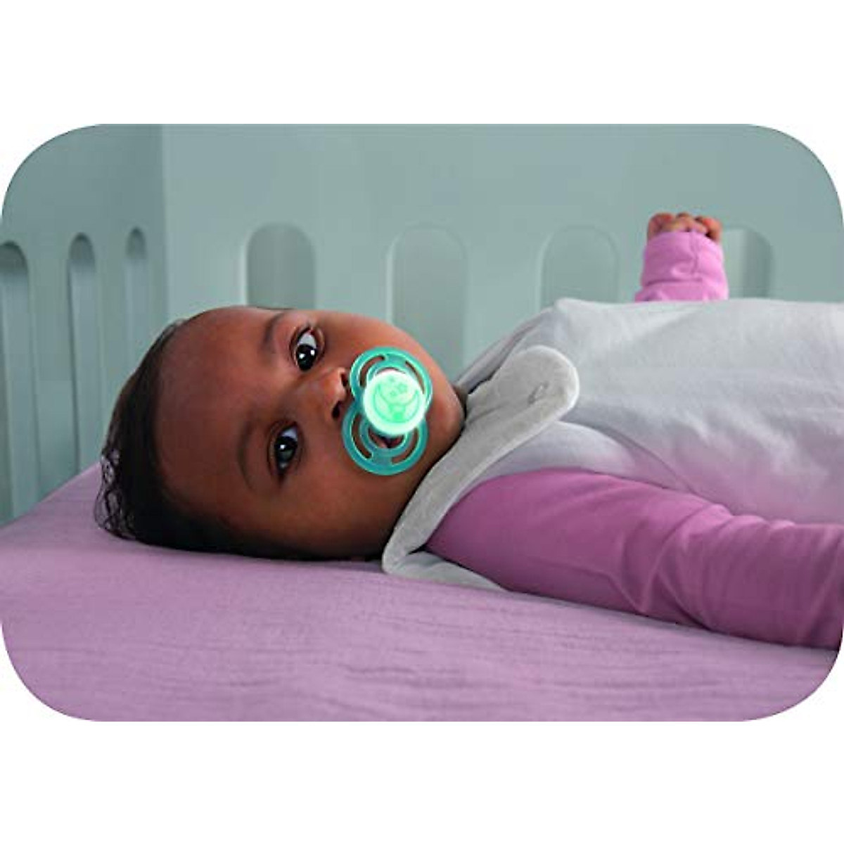 MAM Perfect Night Baby Pacifier, Patented Nipple, Glows in the Dark, 6-16 Months, Girl, 2 Count (Pack of 1)