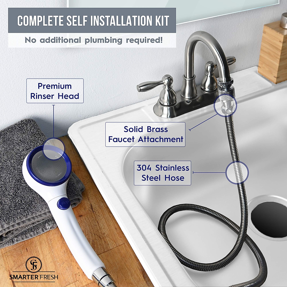 Sink Hose Sprayer Attachment - Faucet Extender - Hair Washing Hose and Sprayer - Extension for Utility Sink, Bathroom, Kitchen, or Laundry Tub (Quick Connection)