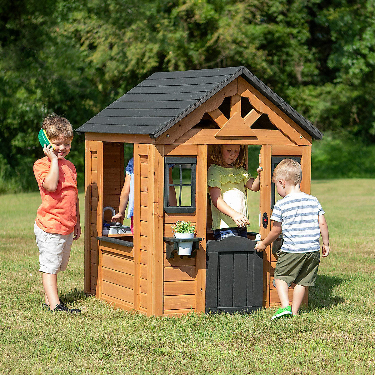 Backyard Discovery Sweetwater All Cedar Wooden Playhouse, Light Brown