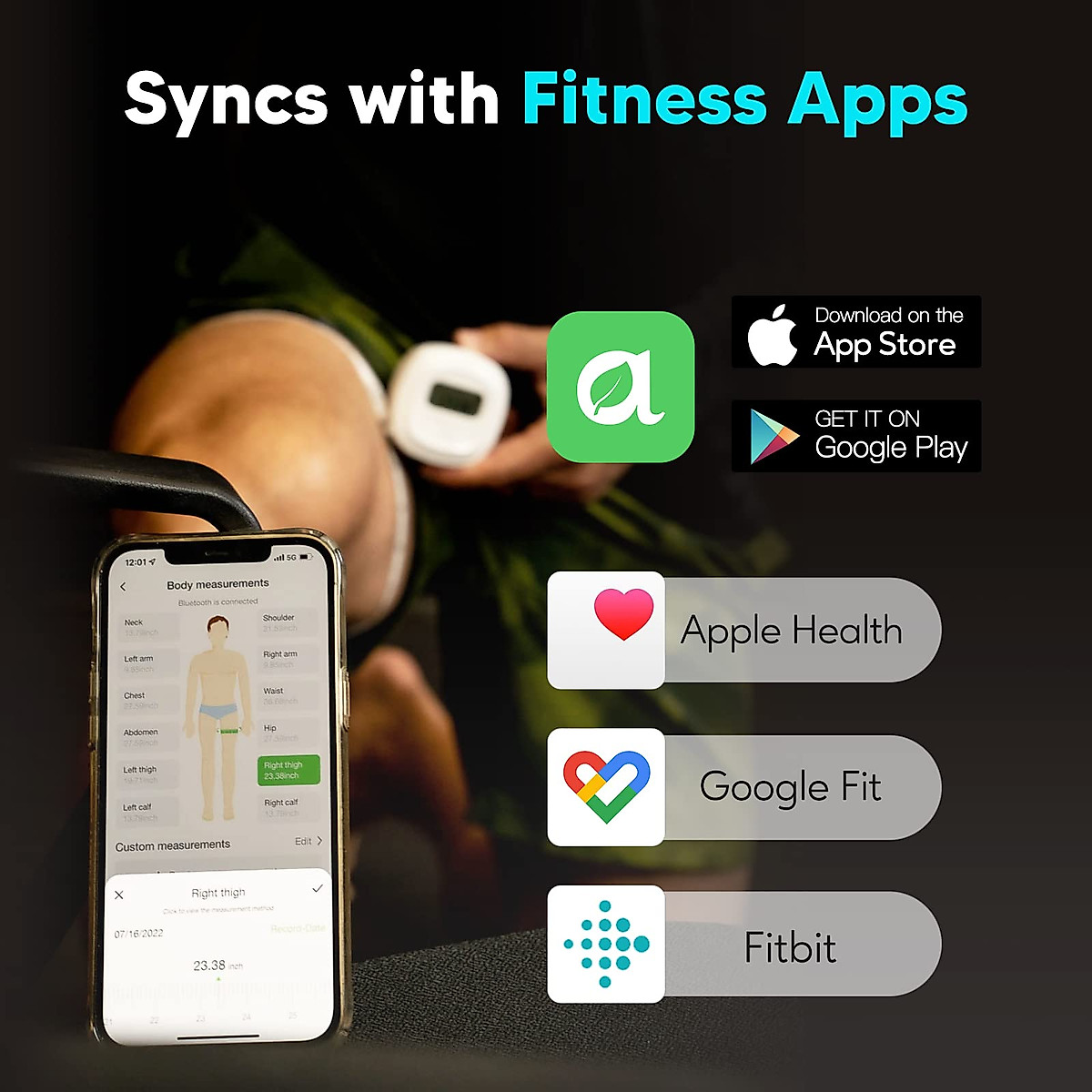 arboleaf Digital Body Measuring Tape, 60in Body Tape Measure, Bluetooth Measuring Tape for Body Measurements, Body Measurement Tape for Weight Loss, Locking, Retractable