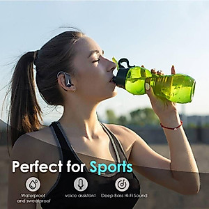 USBERG Bluetooth Headphones for Sports with Mic, IPX5 Waterproof Wireless Earbuds with Charging Box,Digital Display, 40Hrs Playtime Workout Headset with Hooks.