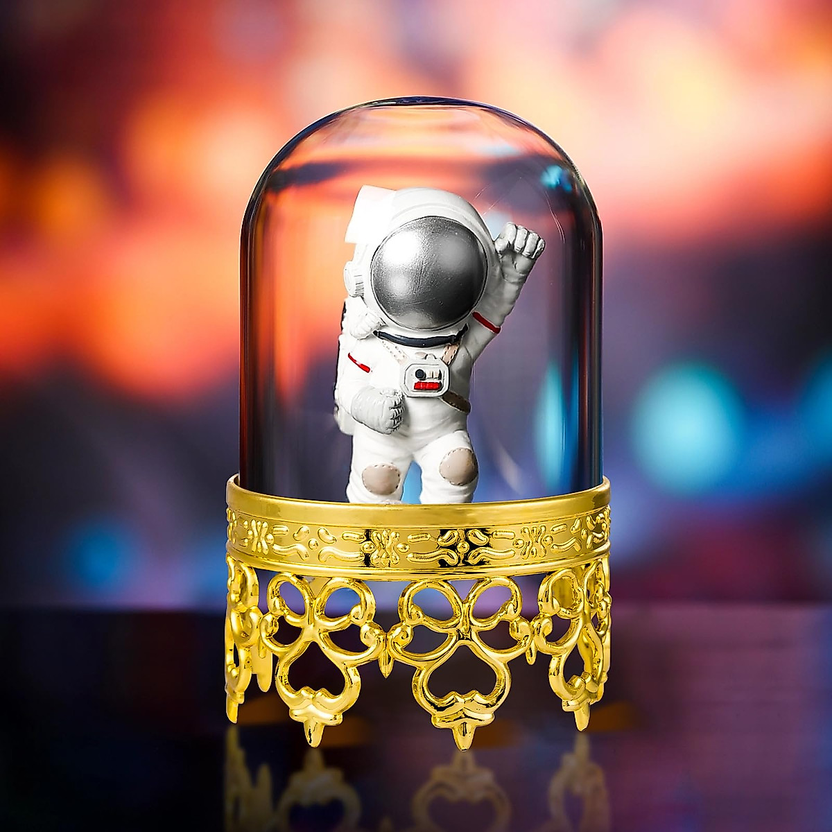 12 Pack Cake Plate Stand with Dome Cover (Gold), Mini Cloche Display, Display Cakes, Figurines (12 Gold)