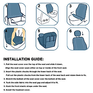 GIANT PANDA Seat Covers for Trucks Chevy Silverado,Dodge Ram,Ford F150 F-Series. Low Back Front Seat Cover for Pickup and Trucks,Black