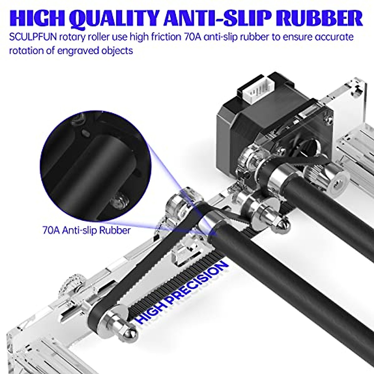 SCULPFUN Laser Rotary Roller, Laser Engraver Y-axis Rotary Roller Engraving Module 360° Rotating for Engraving Different Size Cylindrical Objects Cans, Compatible with Most Engraving Machines