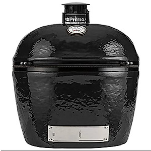AMS Fireplace Primo Kamado Ceramic Cooker Grill Oval XL 400 With Stainless Steel Grates - charcoal outdoor grilling smocking roasting backing - PGCXLH, black, 28 Width, 21.5 Depth, 27-1/2 Hight
