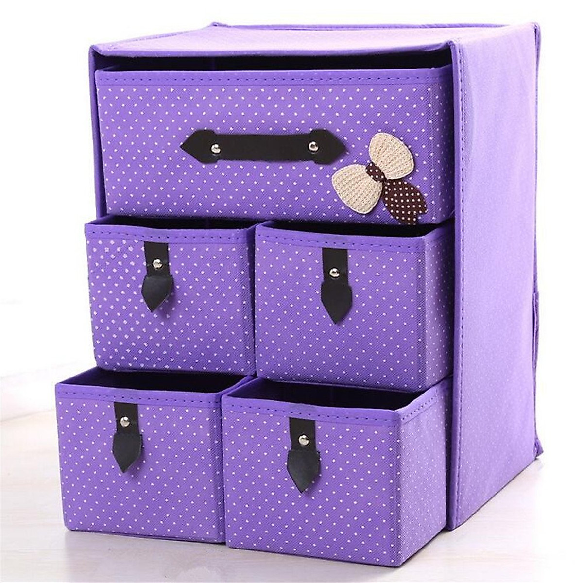 PILER Foldable Storage Box Bra Underwear Closet Organizer Drawer Divider Kit Set of 5 Dark Containers Divider with Drawers （blue）