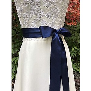 AIMECHA Satin Sash Belt For Bridal Wedding Bridesmaid Dress Belt 2'' Wide Silk Satin Material (Navy)