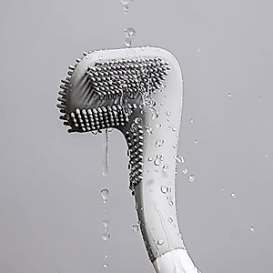 Silicone Toilet Bowl Brush Wall Mounted Floor Toilet Brush Plastic Toilet Cleaner Brush and Holder Set 3.4 X 3.5 X 16 Inch
