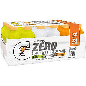 Gatorade Zero Sugar Thirst Quencher Three Flavor Variety Pack 20 Fl Oz Bottles (Pack of 24)