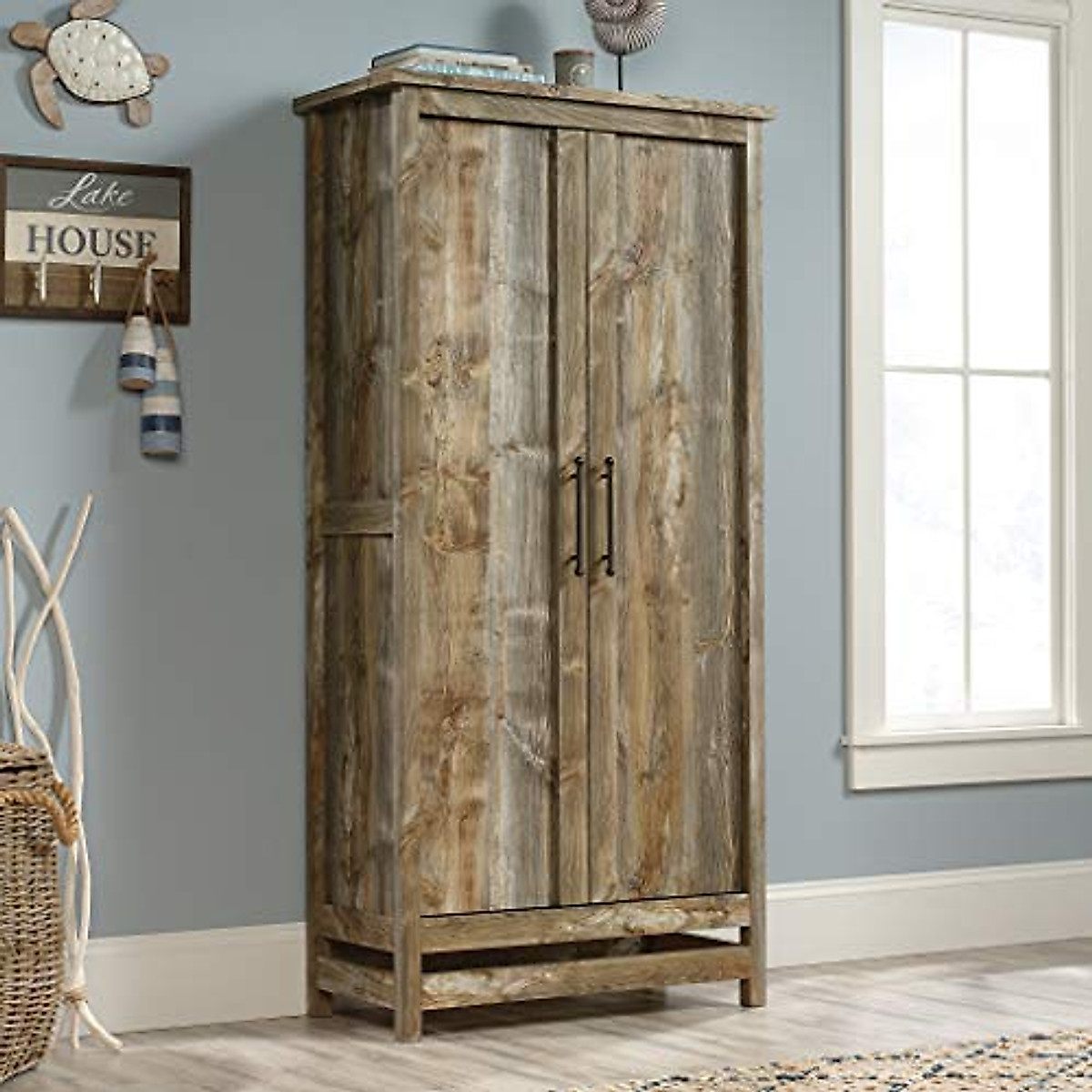 Sauder Granite Trace Storage Cabinet, L: 35.2" x W: 16.26" x H: 71.97", Rustic Cedar finish