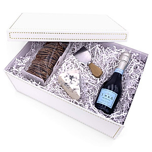 Oxfrd & Comma Luxury Gift Box, White with Gold Stitching, Large Rectangle