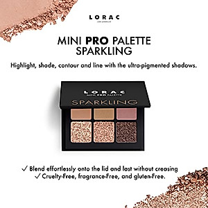 LORAC Mini PRO Matte & Glitter Eyeshadow Palette, Sparkling | Luxuary Makeup Pallete | Metallic Colors | Cruelty Free, Gluten Free, Vegan