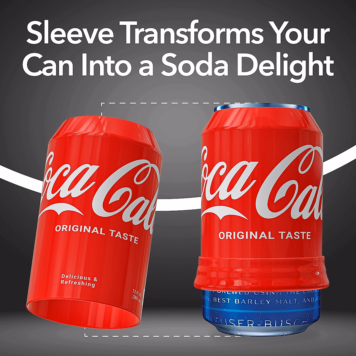 BeerSkin Skywin Silicone Can Cover Red-3 Pack 12oz (355ml), Silicone Can Sleeve, Soda Can Sleeve, Hides Can by Disguising as a Can of Soda (Horizontal)