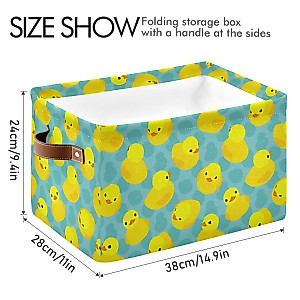 Rectangular Storage Bin Yellow Rubber Duck Basket with Handles - Organizer Bin for Toys, Books, Laundry Basket for Kids/Pets, Playroom