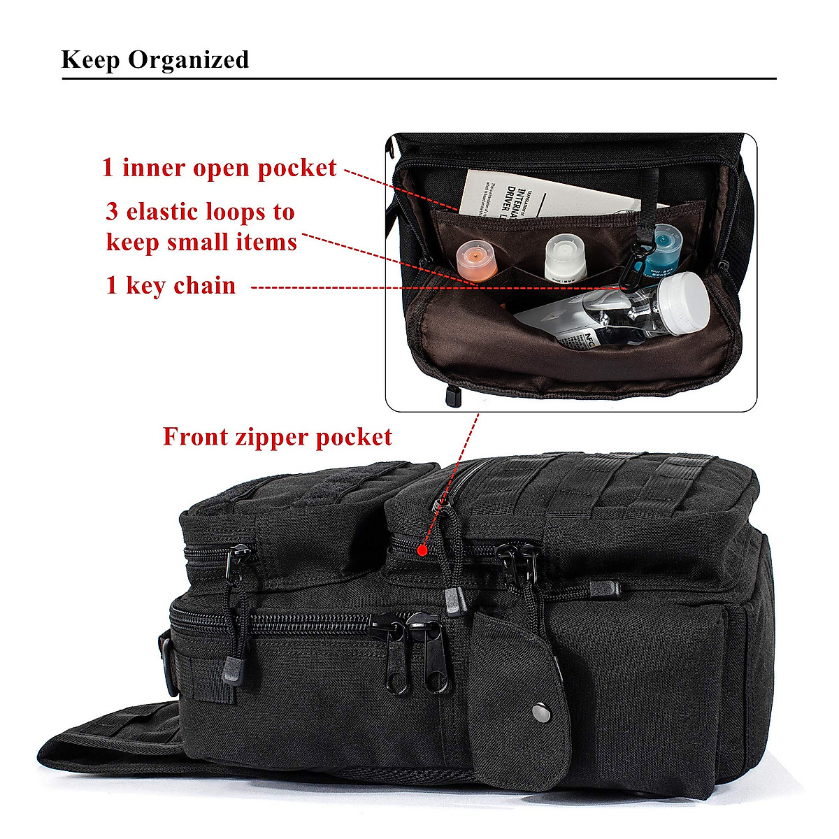 Leaper Military Tactical Backpack Assault Pack Sling Bag Molle Backpack Out Bag Black