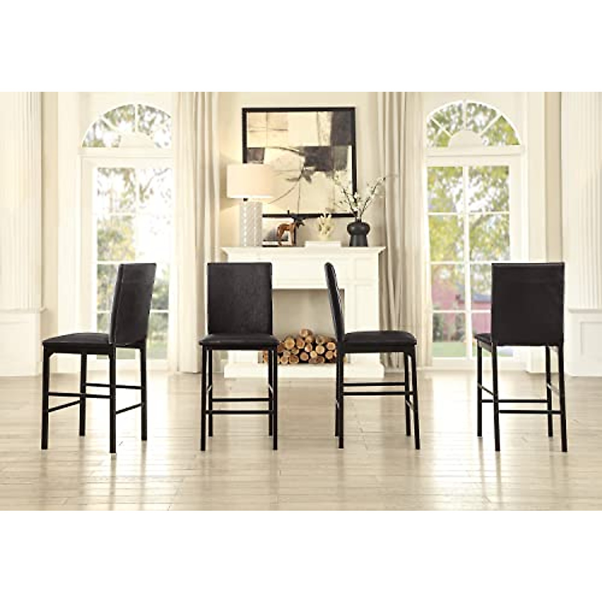 Homelegance Tempe Dining Counter Height Chair (Set of 4), Faux Leather, Dark Brown