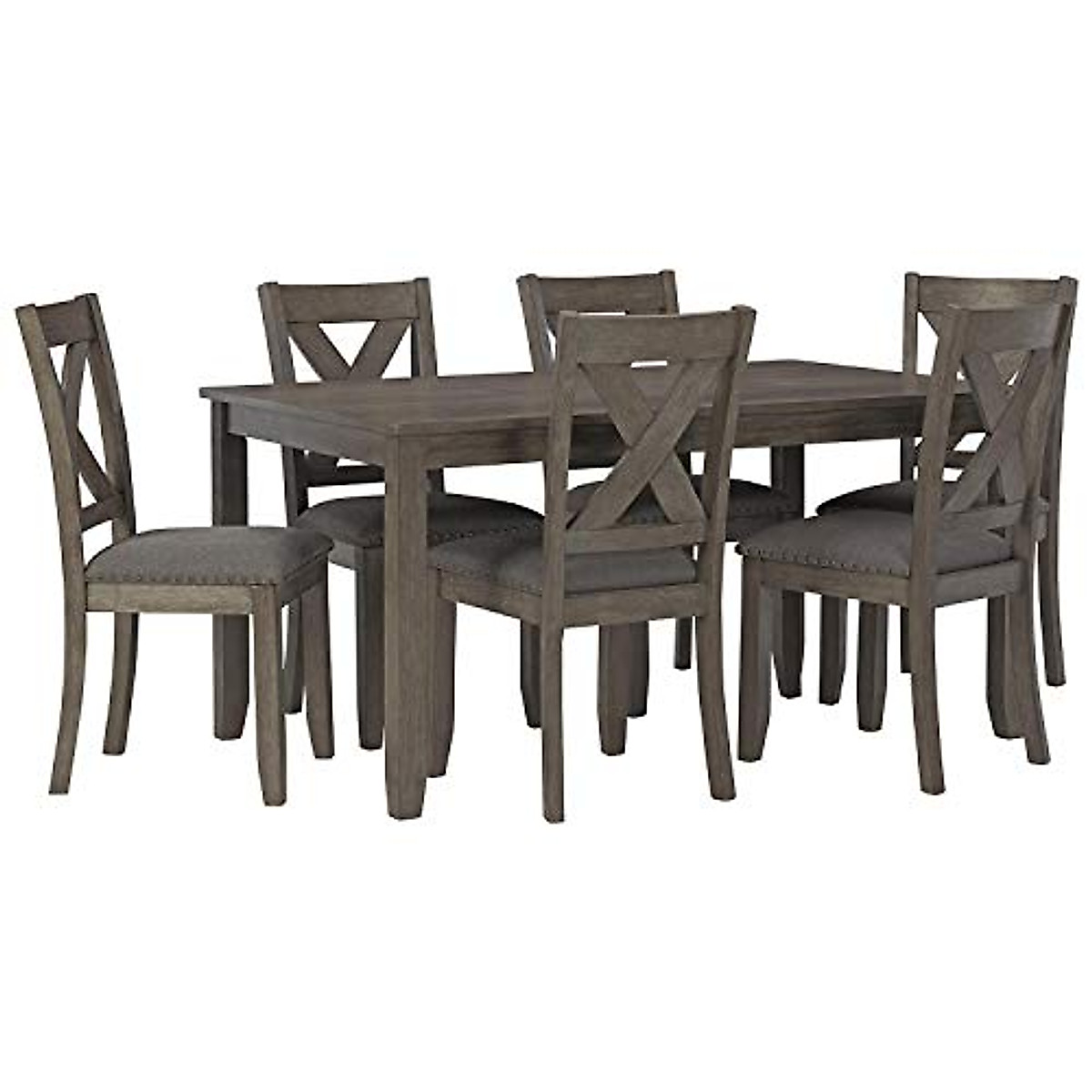 Signature Design by Ashley Caitbrook Rustic 7 Piece Dining Set, Include Table and 6 Chairs, Gray