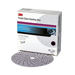 3M Hookit Purple Clean Sanding Abrasive Disc 30761, 6 in, 600+ Grade, Pack of 50 Discs, Virtually Dust-Free, High Performance, Long Lasting, Multi-Hole Pattern, Feather Edging, Stock Removal