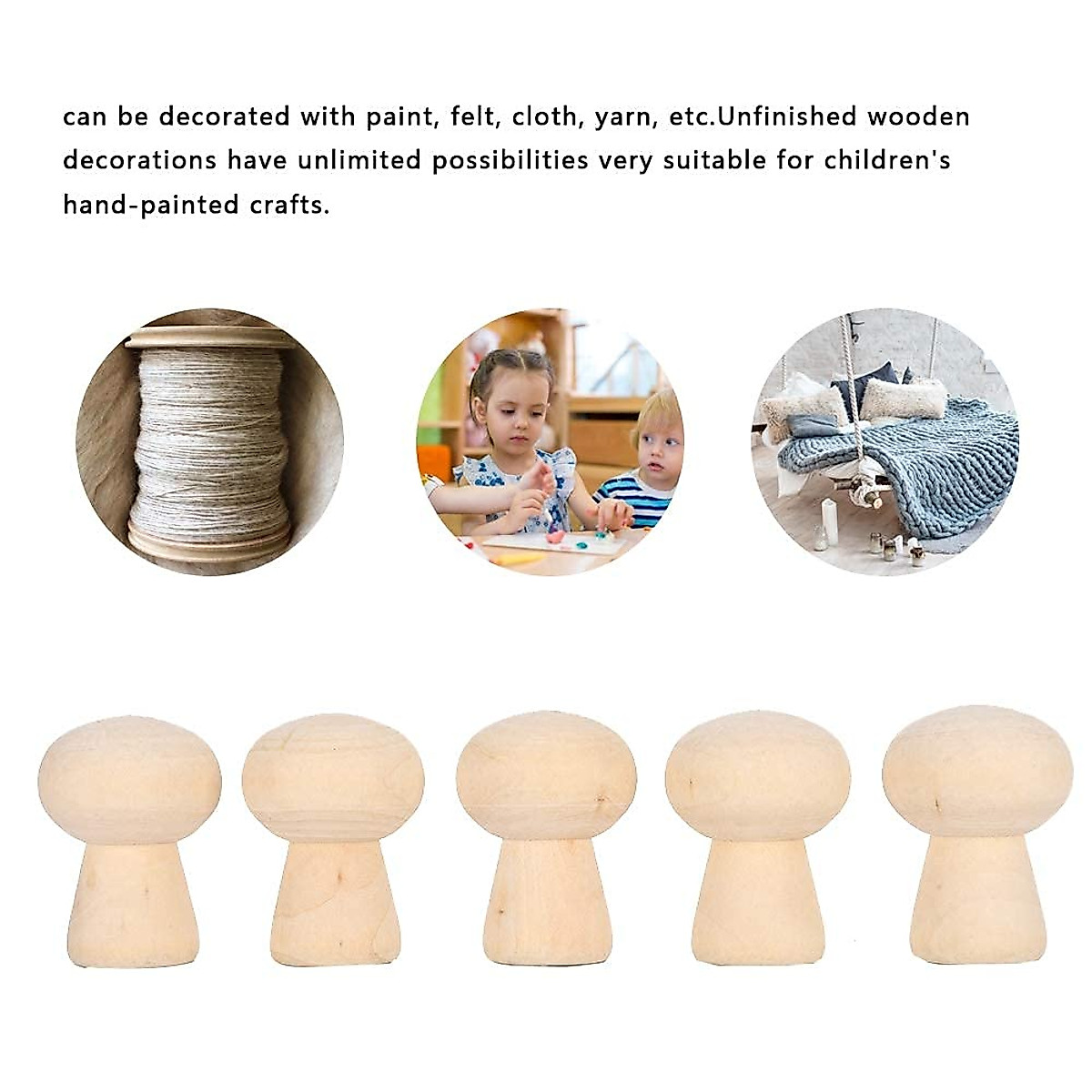 20pcs Wooden Peg Doll Unfinished Mushroom Head Shape Doll Wooden Mushroom Figures People Wooden Figures for Kids Art and Craft