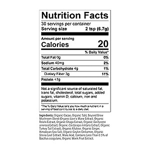 Beyond Brew Mushroom Superfood Coffee | Mushroom Coffee Alternative Low Caffeine | Healthy Coffee Substitute | W/Prebiotics & Probiotics | By Live Conscious | 30 Servings Net Wt. 7 oz (0.4 lb/201g)