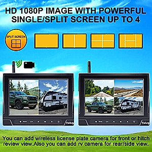 Yakry RV Backup Camera Wireless HD 1080P 7 Inch Waterproof Monitor Rear View Kit Trailers Trucks Forklifts Crane Harvester Boat Observation System Night Vision Adapter for Furrion Pre-Wired Y34