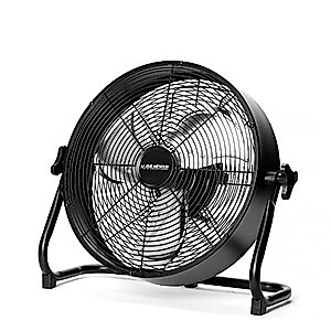 MANUSAGE 12'' High-Speed Fan - Quick Installation, Floor-Standing or Wall-Mounted, Dual Current Mode, 9-Speed for USB/Power Bank - Ideal for Home, Bedroom, Travel, Camping, Garage Use black