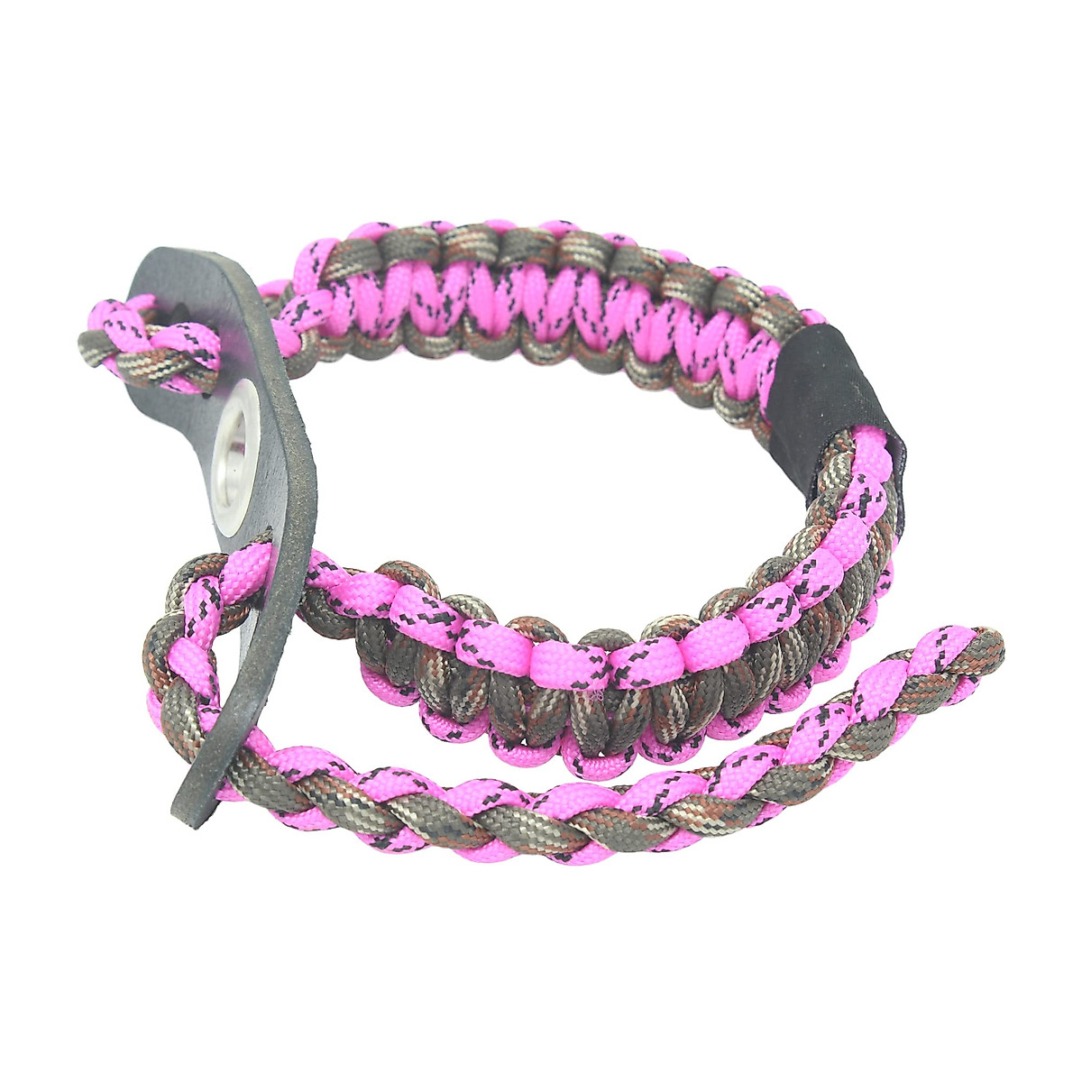 Ten Point Gear Realtree® Paracord Archery Bow Wrist Sling - 100% Full Grain Leather 550 Paracord (Pink Camo)