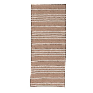 Creative Co-Op Cotton Double Cloth Table Runner with Stripes, Tan and Natural