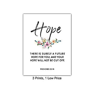 Religious Christian Wall Art Decor - Inspirational Faith, Hope, Love Bible Verse Wall Art - Scripture Wall Decor Signs - Home Decorations for Kitchen, Living or Dining Room, Bedroom - Unique Gift