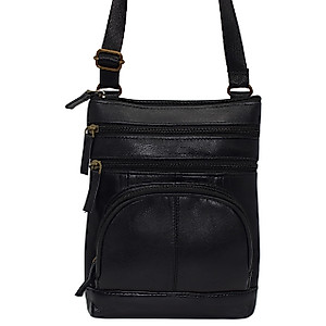 Crossbody Bag for Women Genuine Leather Multi-Pocket Purse with Adjustable Strap & Built-In Wallet