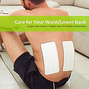 AUVON Extra Large Tens Unit Replacement Pads 4'' x 8" (2 Pcs), Premium Reusable Electrodes Latex-Free Tens Patches with Self-Stick Performance for Waist and Lower Back Pain Relief (Non-Irritating)