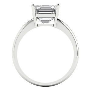 Clara Pucci 2.5 ct Asscher Cut Solitaire Genuine Moissanite Wedding Bridal Designer Anniversary Engagement Ring in 14k White Gold