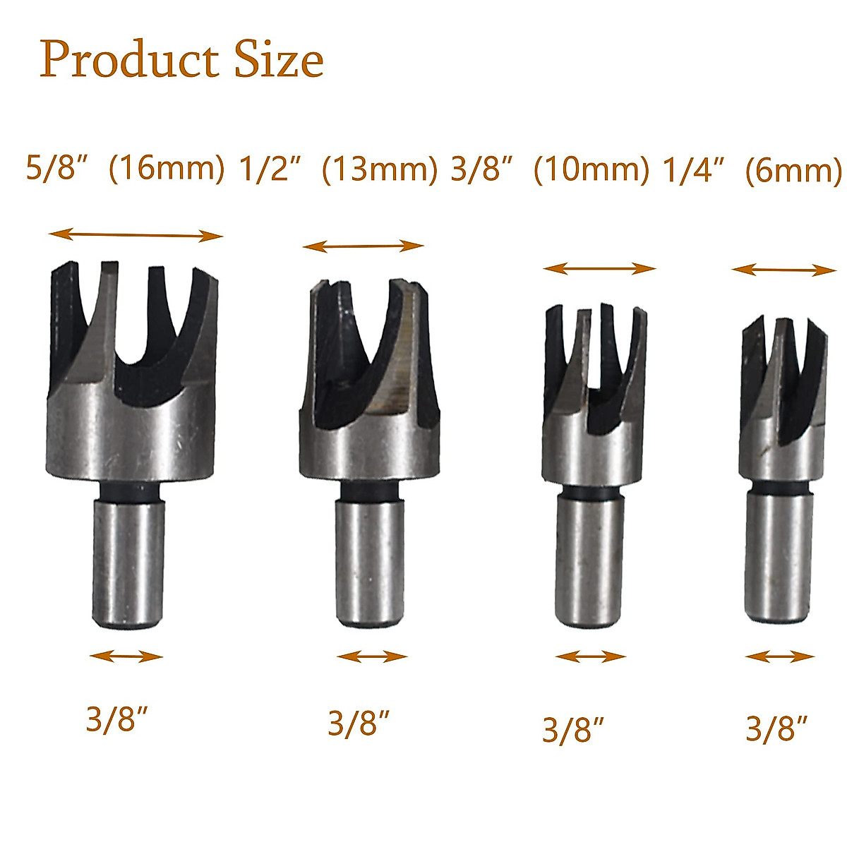 kimllier 8Pcs Carbon Steel Boring Drill Bits Wood Plug Hole Cutter Dowel Cutting Shank Drill Bit Set