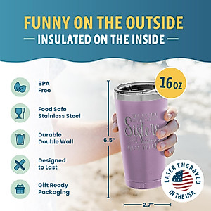 Sodilly Sister-Themed Tumbler Sister - Heartfelt Gift for Women - Ideal Birthday Present for Adult Sister - Long Distance Sister Gifts - Perfect Sister Cup - Sister Mugs Personalized - 16 oz Lilac
