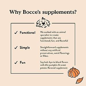 Bocce's Bakery Probiotic Supplement for Dogs, Daily Chews, Made in The USA with with 7 Strains of Probiotics, Supports Digestion, Pumpkin & Sweet Potato, 60 ct, Orange (DG-SP-PRO60)