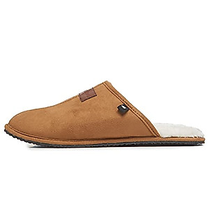 Lucky Brand Micro-Suede Scuff Indoor Slippers for Men with Plush Lining, Tan, M