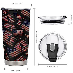 DULAHR Laser Texture American Flag Baseball Tumbler Insulated Stainless Steel Travel Tumbler Car Cup With Lid 20 OZ