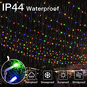shineshine 197FT 600LED Christmas Lights Outdoor, Waterproof 8 Lighting Modes String Lights with Remote and Timer, Xmas Lights for Indoor Outside Party New Year House (Multicolor)