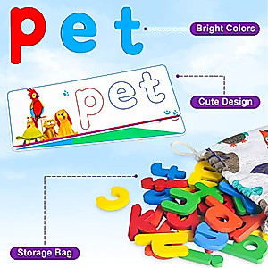 ShyLizard See and Spell Educational Toys, Flash Cards Learning Toys for Boys and Girls 3 4 5 6 Years Old, CVC Word Builders Toys for Preschool, Kindergarten and Homeschool Kids, 80PCS