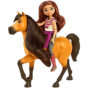 Mattel Spirit Untamed Lucky Doll (Approx. 7-in) & Spirit Horse (Approx. 8-in), with Long Mane, Trough, Hay, Brush, Apple Treat & Carrots, Great Gift for Ages 3 Years Old & Up